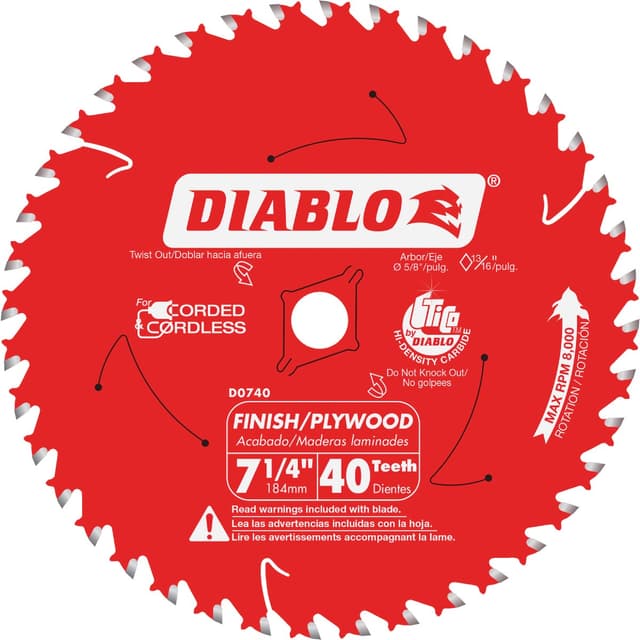 Diablo 7-1/4 In. 40-tooth Finish Circular Saw Blade | Freud Sharpening
